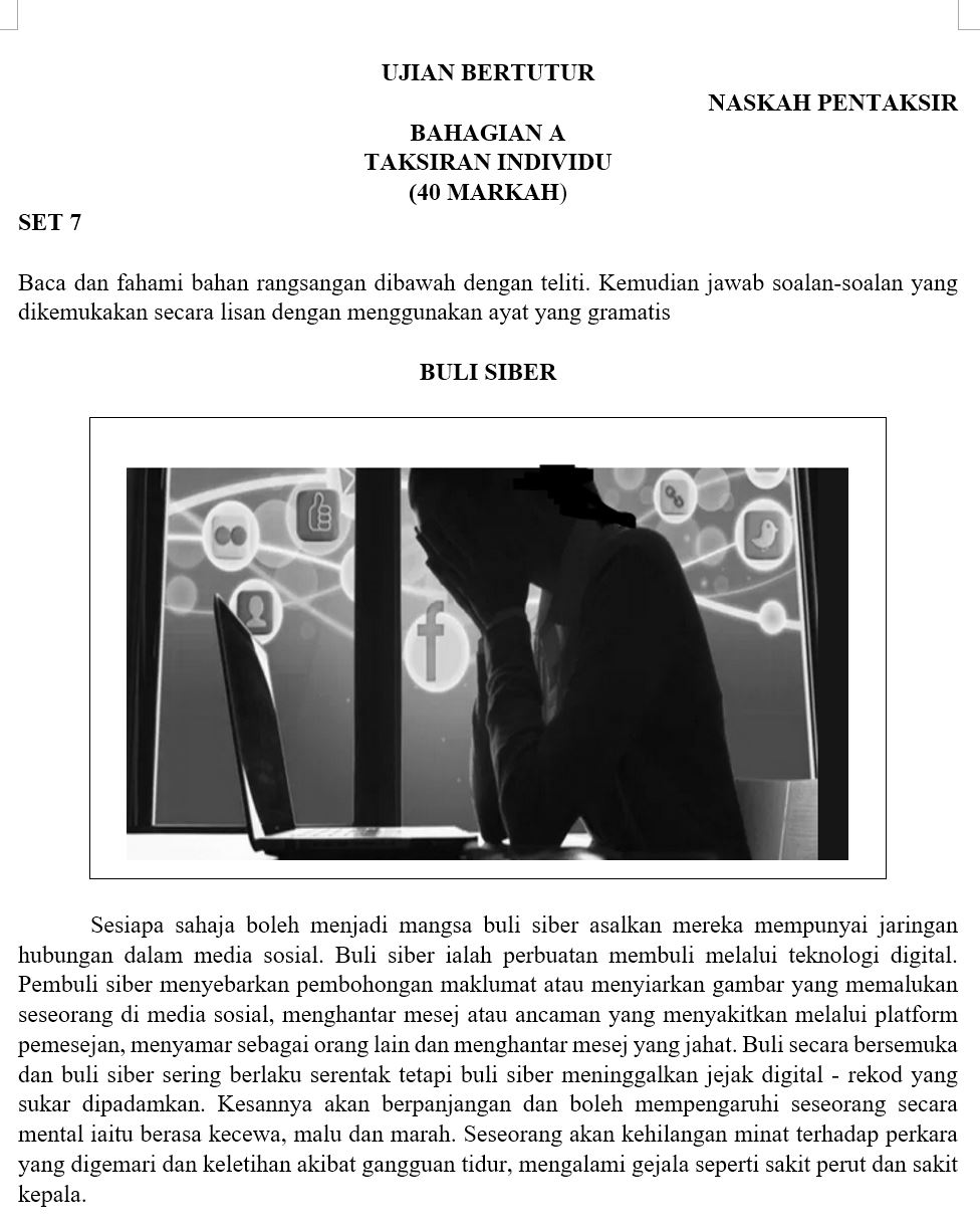 Ujian Bertutur Bahasa Melayu SPM: Soalan + Jawapan (7) _ - Bumi Gemilang