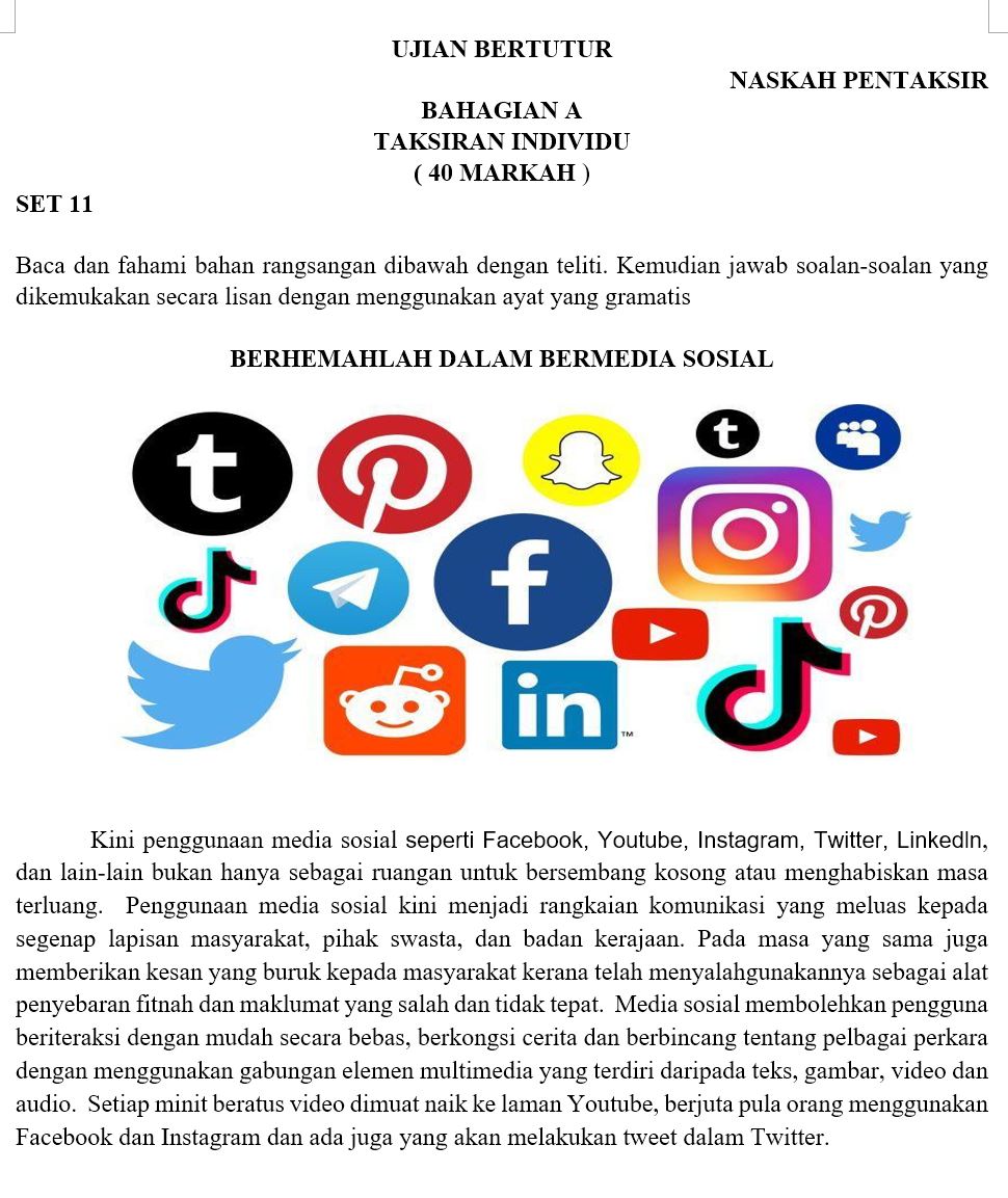 Ujian Bertutur Bahasa Melayu SPM: Soalan + Jawapan (11) - Bumi Gemilang