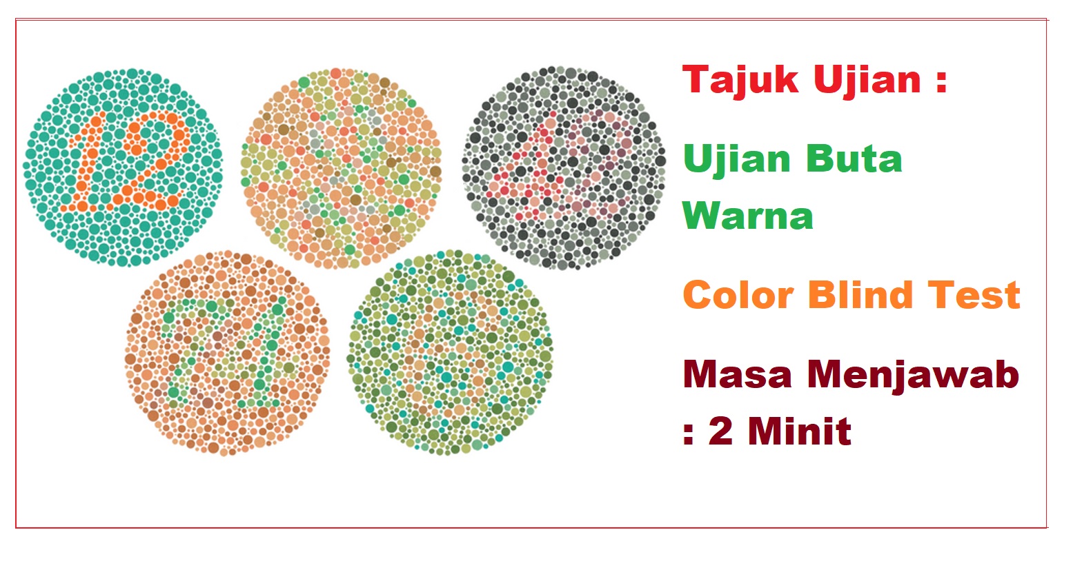 Ujian Buta Warna (Color Blind Test) - Masa Menjawab : 2 Minit - Bumi ...
