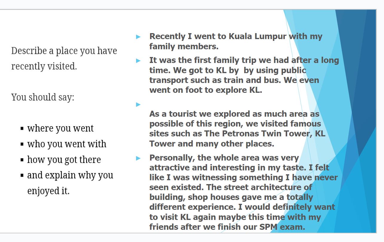 SPM English Speaking Test: Question + Suggested Answer (8) - Bumi Gemilang